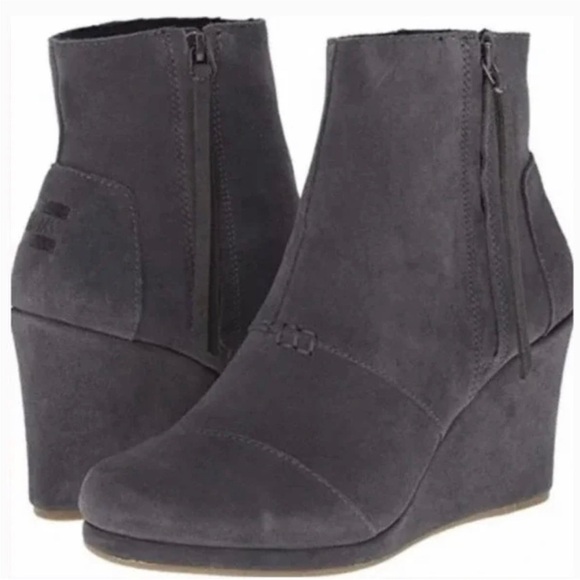 Toms | Shoes | Toms Wedge Suede Gray Booties 85 | Poshmark